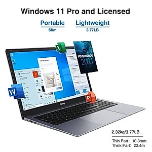 Coolby Windows 11 Laptop Computer, 15.6 inch (1920 x 1080) Notebook PC with Intel J4005 Processor, 6GB DDR4 RAM / 256GB SSD, FHD Display, WiFi, BT, Long -Lasting Battery for School, Business