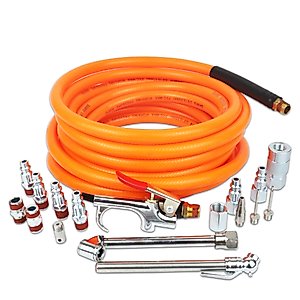 MELPRISU 17 Pieces Air Tool Kit 3/8" X 25ft PVC Air Compressor Hose Kit Air Compressor Accessories Kit