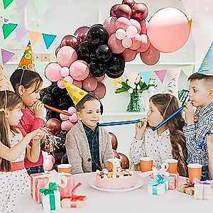 Pink and Black Balloon Arch Kit, Light Pink and Black Balloons Garland with Metallic Rose Gold Balloons, Baby Pink Balloons for Girls Women Birthday Bachelorette Princess Party Decorations