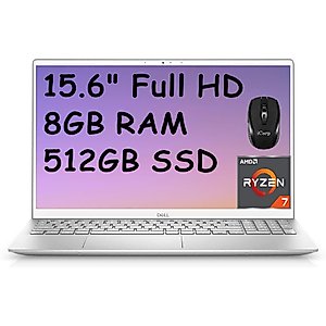 Dell Inspiron 15 5000 15.6-inch FHD Laptop - AMD Octa-Core Ryzen 7 4700U, 8GB DDR4, 512GB SSD, Fingerprint, Backlit, Alexa, Webcam, WiFi, Win 10 (Renewed)