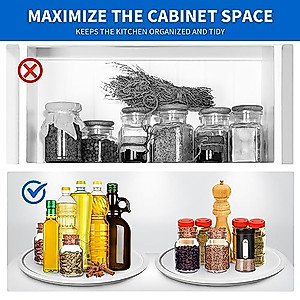 13.2 White inch Bathroom Lazy Susan Counter Non-Skid Tray for Cabinet Pantry Kitchen Home Table, Made of Beech, DIY Assembly Turntable Lazy Susan Organizer