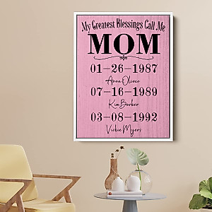 Mothers Day Gifts - Personalized Birthday Gifts For Mom Wife - My Greatest Blessings Call Me Mom & Grandma Custom Canvas Prints For Women - Gift Wrapping Available - Up to 10 Sons or Daughters