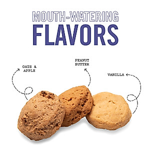 "Three Dog Bakery Assort""Mutt"" Trio, Soft Baked Cookies for Dogs, Three Flavor Pack; Oatmeal and Apple, Peanut Butter, and Vanilla, 32 Ounce Resealable Pack", 2 lb (114306)