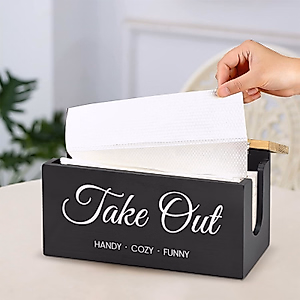 Paper Towel Dispenser Wall Mount, Wood Paper Towel Holder with Lid for Counter, Commercial C-Fold, Z-Fold, Trifold Paper Hand Towel Holder Dispenser, Napkin Holder for Bathroom Kitchen Décor (Black)