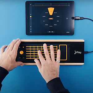 Guitar Pad Accessory for J-Play MIDI controller - 6 Frets and Effect Zone, Dedicated Musical App Included, Plug & Play Music instrument Water Edition