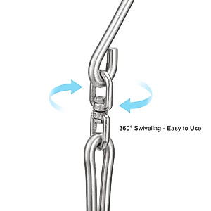 uxcell 12.8'' Double Meat Hooks, 0.39'' Thickness Stainless Steel Swivel Meat Hook for Hanging Drying Smoking Meat Products