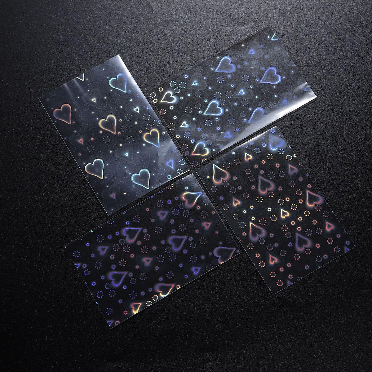 Black Lotus 100 PCS Top Loading Sweet Heart Shaped Holographic Photo Card Sleeves, Cute Foil Holo Shinny Card Protector for Kpop/Idol/TCG/CCG Standard Sized/Japanese Sized Cards Cover (65x90mm)