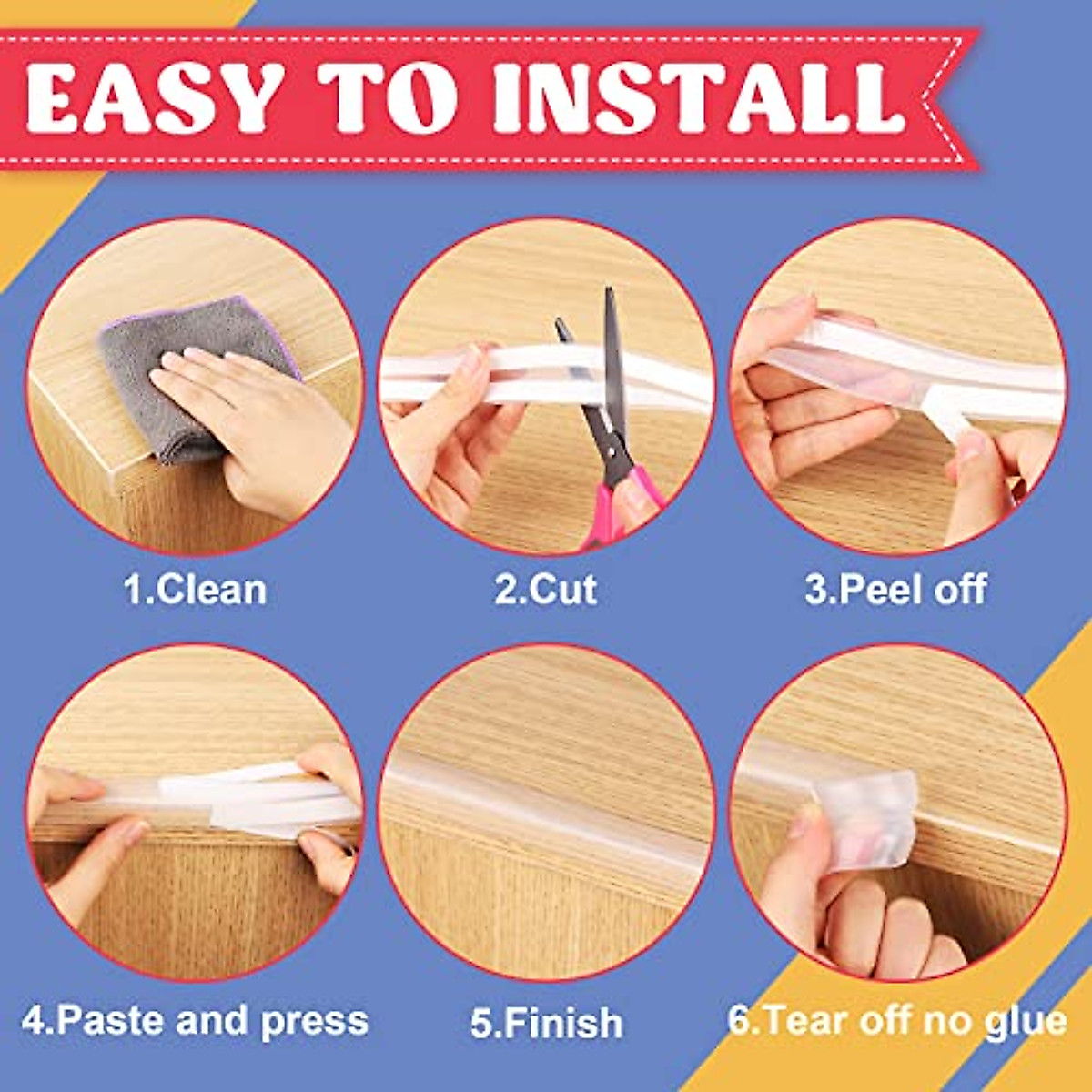 Edge Protector 100% Silicone, Soft Corner Protectors for Kids, Baby Proofing, 3.3ft Pre-Tape Adhesive Edge Guard for Kids Safety, Child Drawer Furniture Cabinet Bumper (0.6x0.6in(Width))