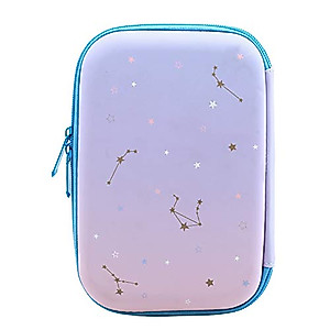 HH Family Llama Unicorn Pencil Case for Girls Hardtop Zipper Pouch with Compartments and 2 Pcs Fur Ball Key Chains (Cute Unicorn D)