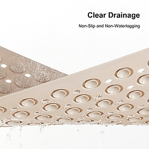 YCT Shower Mat Bathtub Mat Non Slip, Bath Mat for Shower, with Suction Cups Drainage Holes, Foot Massage Exfoliating, 27.5 x 14.2 inches, Blue