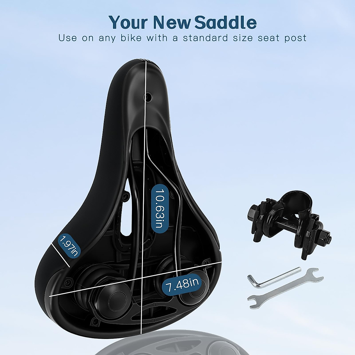 TONBUX Comfortable Bike Seat, Soft Bike Seat Cushion for Men Women Comfort, Breathable Bicycle Seat Replacement Compatible with Peloton, Padded Bicycle Saddle for Mountain MTB BMX Road Exercise Bike