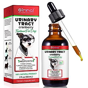Urinary Tract Infection Treatment for Dogs, Natural Herb Supplement UTI Care Drops, Cranberry Kidney Stones Bladder Support, Keep Pet Dogs Renal Healthier, Bacon Flavor, 60ml