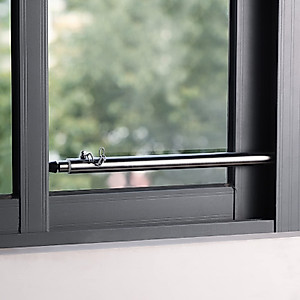 TURBRO Adjustable Window Security Lock Bar, Sliding Door Jammer, Extendable from 15.5" to 29" for Sliding Windows with AC Unit Installed, Stainless Steel