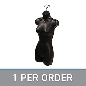 SSWBasics Female Mannequin Torso - Fits Women’s Sizes 5-10 - Molded, Shatterproof & Black