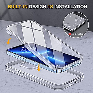Miracase Glass Case for iPhone 13 Pro Max 6.7 inch, 2023 Upgrade Full-Body Clear Bumper Case with Built-in 9H Tempered Glass Screen Protector for iPhone 13 Pro Max, Clear