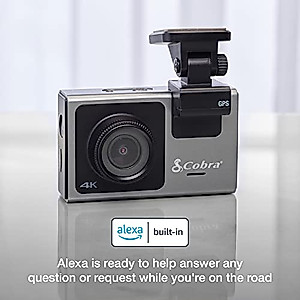 Cobra Smart Dash Cam + Rear Cam (SC 400D) – UHD 4K Resolution, Alexa Built-In, 3-Camera Capable, Live Police Alerts, Emergency Mayday, Drive Smarter App, 3" Touchscreen, Wi-Fi & GPS, 32GB SD Card Incl