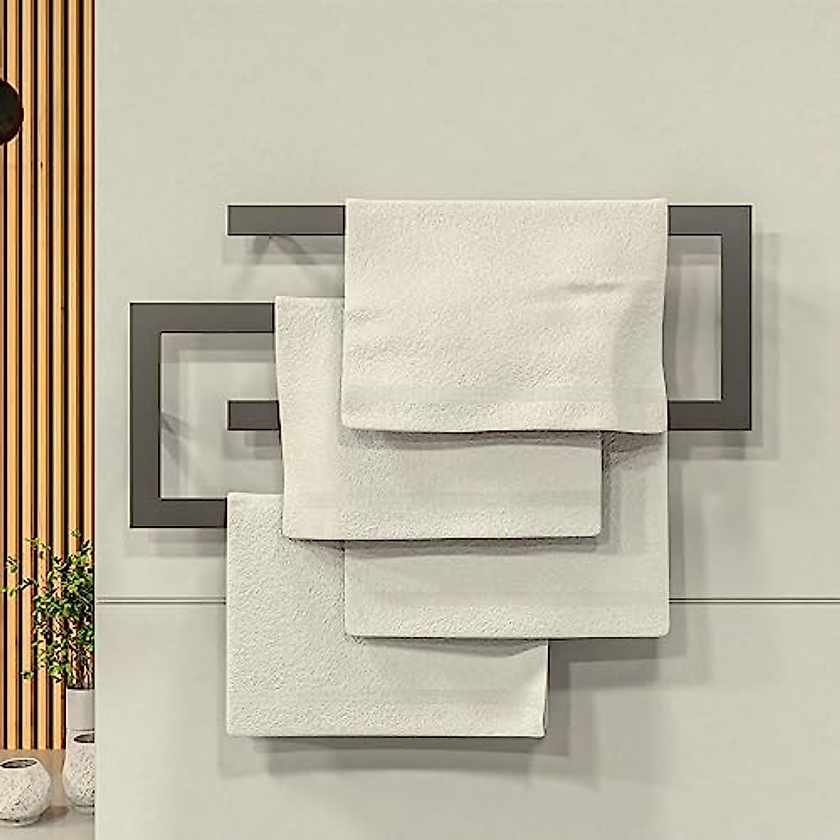 Modern Towel Shelf, Matt Black Bath Towel Holders, 4-Tiers Integrated Towel Rails, Wall Mounted Towels Shelves Rack