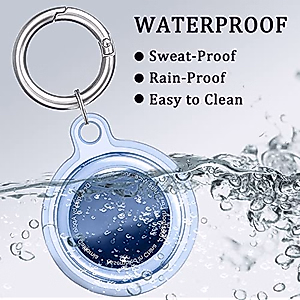 Airtag Keychain Waterproof,Air Tag Holder Case Compatible with Apple AirTag Case for Dog Cat Collar Tracker Key Ring Locator Protective Cover (GI-Blue/Purple-2PC)