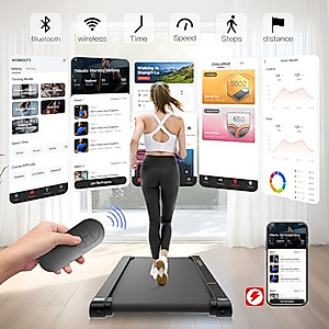 Walking Pad Treadmill with APP, 3 in 1 Under Desk Treadmill, 2.5HP Low Noise Walking Vibration Pad with Remote Control,Portable Treadmill for Home Office, Yellow