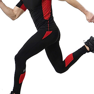 Mens Summer Fitness Patchwork Bodybuilding Skin Tight-drying Long Sports Pants 1208