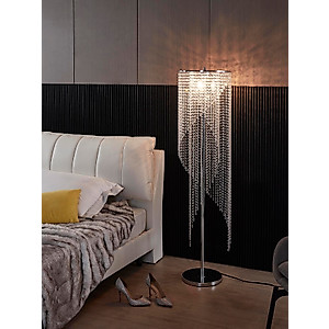 Surpars House Crystal Floor Lamp, Elegant Rain Lamp, Modern Lava Lamp for Living Room, Bedroom, Girls Room, Silver Chrome