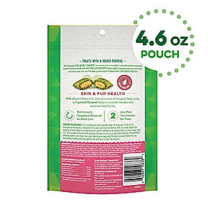 FELINE GREENIES SMARTBITES Skin & Fur Health Crunchy and Soft Natural Cat Treats, Salmon Flavor, 4.6 oz. Pack