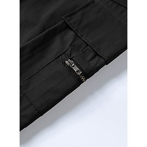 JMIERR Men Casual Cargo Pants Elastic Waist Drawstring Tactical Pant Lightwight Hiking Joggers Pants Loose Fit with Multi Pockets, US 34(M), 1 Black