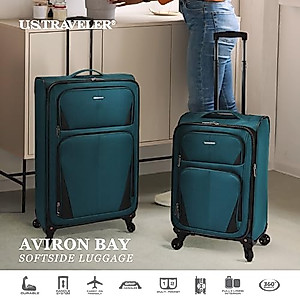 U.S. Traveler Aviron Bay Expandable Softside Luggage with Spinner Wheels, Purple, Carry-on 22-Inch