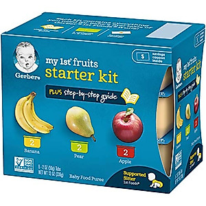 Gerber My 1st Fruits and Veggies Stage 1 Baby Food Starter Pack Bundle, 2 items, 2 Ounce Tubs, (12 Tubs Total)