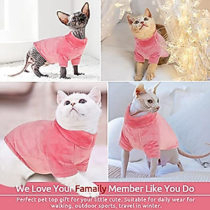 SUNFURA Turtleneck Sweater Coat for Cat, Kitten Fleece Winter Pullover Vest Cat Cozy Soft Pajamas with Sleeves for Puppy Cats, Pet Warm and Jumpsuit Apparel for Cold Weather, Pink XL