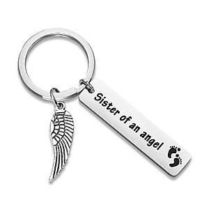 WUSUANED Baby Memorial Keychain Sister/Brother of an Angel Sympathy Gift Loss of Baby Gift (sister of an angel keychain)
