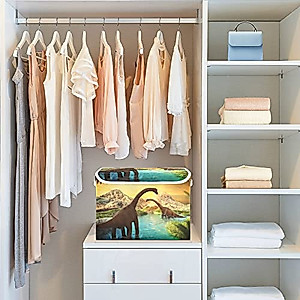 innewgogo Dinosaurs Storage Bins with Lids for Organizing Dust-proof Storage Bins with Handles Oxford Cloth Storage Cube Box for Living Room