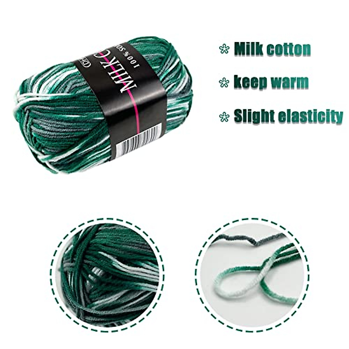 4 ROLL Yarn for Knitting Crochet, Velvet Yarn Knitting Yarn Fabric Cloth for DIY Craft Handmade VOORF Thread New Year Christmas Gift -Green, 142 Yards x 4
