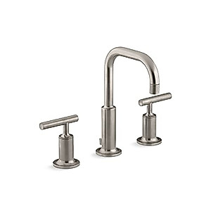 KOHLER Purist K-14406-4-BN Widespread Bathroom Sink Faucet with Metal Drain Assembly in Brushed Nickel