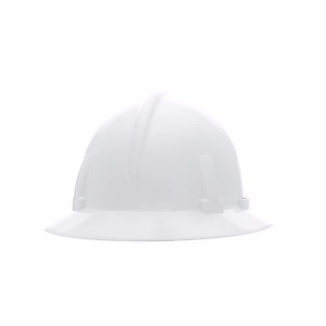 MSA 475393 Topgard Full Brim Safety Hard Hat with Fas-Trac III Ratchet Suspension | Non-Slotted Polycarbonate Shell, for General Purpose and Elevated Temperatures - Standard Size in White