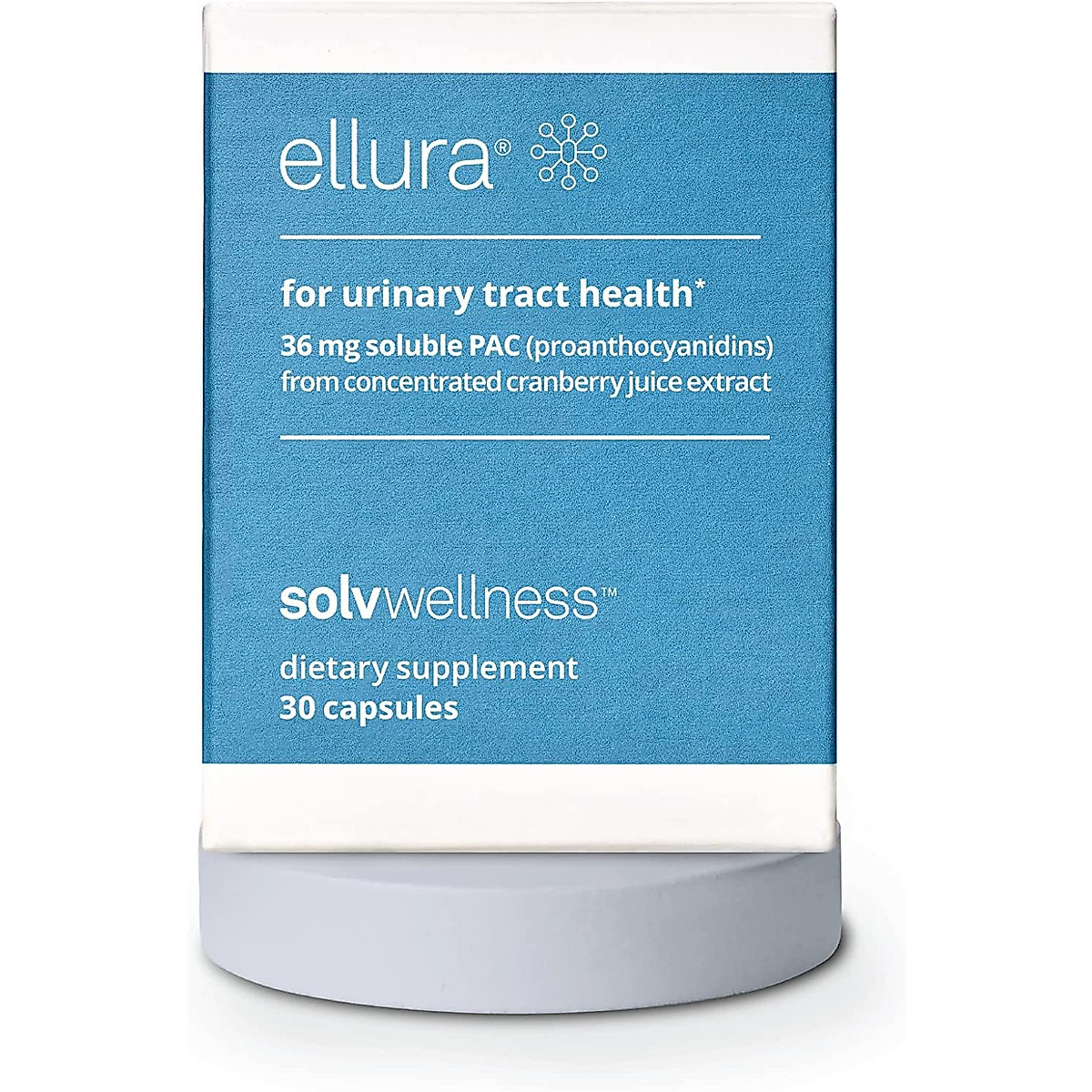 Solv Wellness Ellura Clinically Proven Cranberry Supplement: Get Ahead of UTIs with 36mg of 100% Bioavailable PAC, 30 Capsules