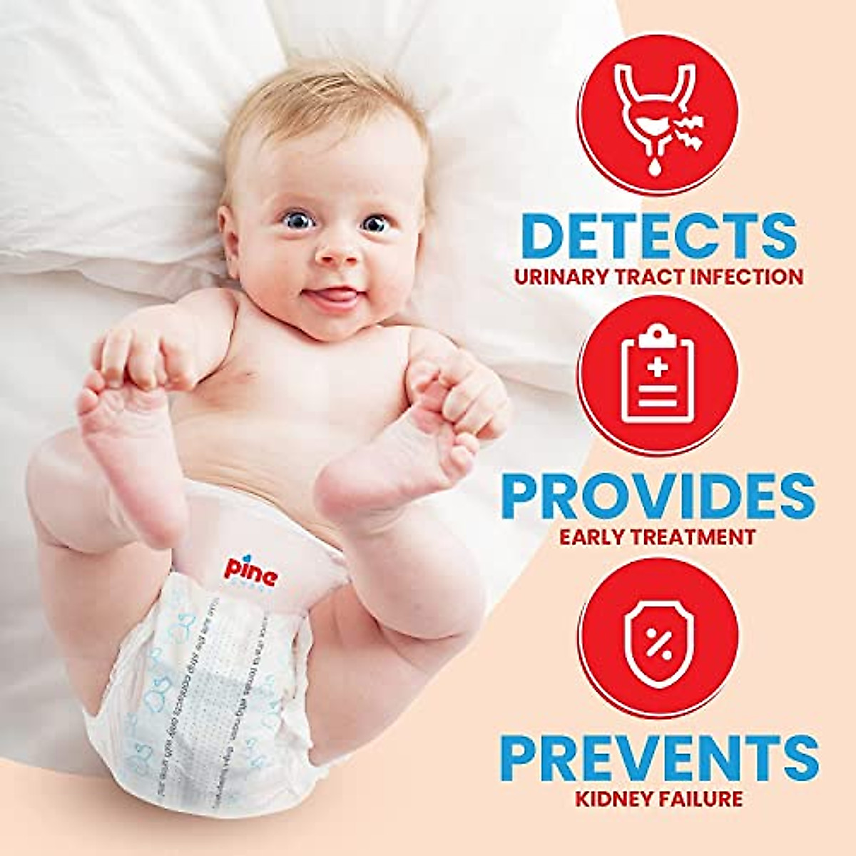 Smart Baby Diapers - Urinary Tract Infection Detection - Hypoallergenic - Paraben Free - Dye Free (Size 2, 96 Count)