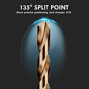 MACXCOIP Cobalt Drill Bit Set, 29Pcs M35 High Speed Steel Bits for Hardened Metals, Stainless Steel, Cast Iron and Wooden Plastics, with Metal Index Storage Box, 1/16"-1/2"