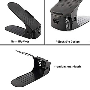 HOMOKUS Shoe Slots Organizer for Closet Organization, 20 Pack Adjustable Shoe Stacker Space Saver,Double Layer Shoe Rack Organizer Holder with 4 Different Height (Black)