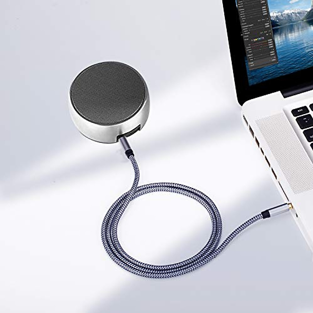 Aux Cable 1Ft,Tan QY 3.5mm Male to Male Auxiliary Audio Stereo Cord Compatible with Car,Headphones, iPods, iPhones, iPads,Tablets,Laptops,Android Smart Phones& More(1Ft/0.3M,Silver)