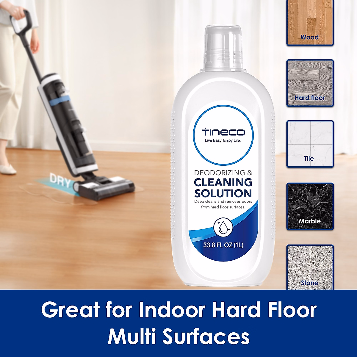 Tineco Floor Cleaning Solution for iFLOOR, iFLOOR 3, FLOOR ONE S3, FLOOR ONE S5, FLOOR ONE S5 COMBO Wet Dry Vacuum (33.8 OZ)