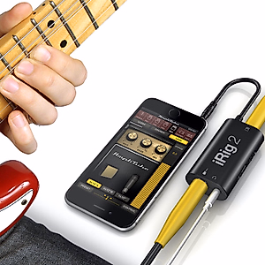 IK Multimedia iRig 2 portable guitar audio interface, lightweight audio adapter for iPhone and iPad with instrument input and headphone/amplfiier outs