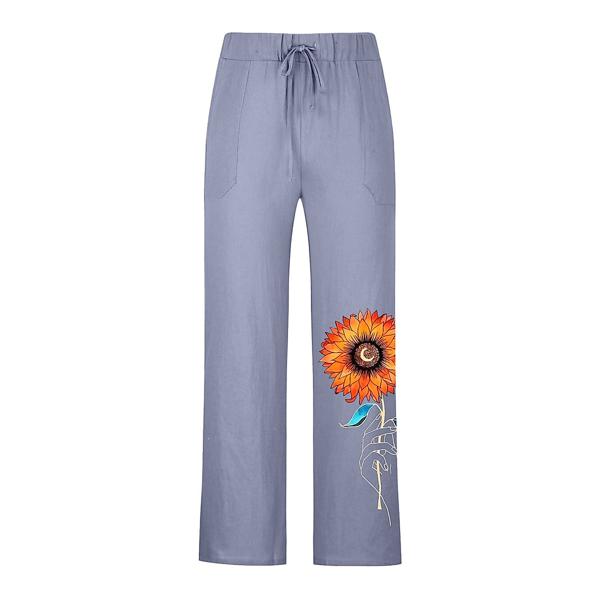 Alalaso Mens Stretchy Pants Mens Linen Pants Lightweight Casual Relaxed Fit Wide Leg Breathable Drawstring Waist Pants Baggy Joggers Baggy Pants Men Blue-a