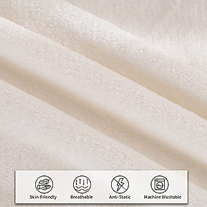 RECYCO Fleece Blanket Twin Size for Couch, Super Soft Twin Blanket for Bed, Lightweight Fuzzy Cozy Warm Cream White Throw Blanket for Couch, Large Oversized Blanket Throw for Sofa, Chair 60"x80"