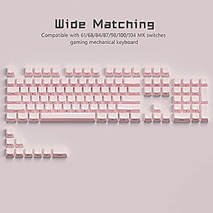 XVX Keycaps - Crystal Jelly Keycaps, Custom Keycaps 113 Keys, Side Printed Keyboard Keycaps OEM Profile Pink Keycaps for 61/68/84/87/98/100 Cherry Gateron MX Mechanical Keyboard