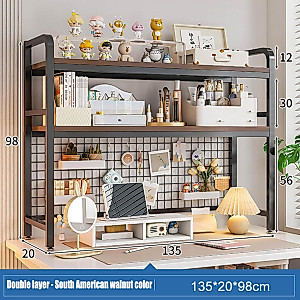 SUZEPER Computer Desktop Bookcase 2-3Tier,Multipurpose Wood Desk Hutch Bookshelf for Computer Metal Countertop Display Rack Organizer, Multipurpose Storage Display Rack for Office Home Dormitory