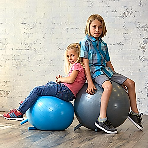 Gaiam Kids Stay-N-Play Children's Balance Ball - Flexible School Chair Active Classroom Desk Alternative Seating | Built-In Stay-Put Soft Stability Legs, Includes Air Pump, 52cm, Grey