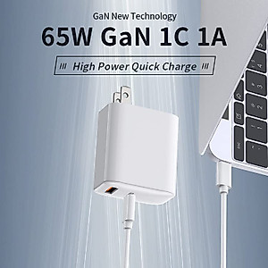 USB C Fast Charger, 65W 2 Port GaN PD&QC USB-C Power Adapter, USB C Wall Charger for MacBook Pro, Air, iPad Pro, Air, Mini, iPhone 14 Pro Max, 13, 12 Galaxy S22 S21 Ultra, Note 10 Plus, Pixel 6, 6 Pro