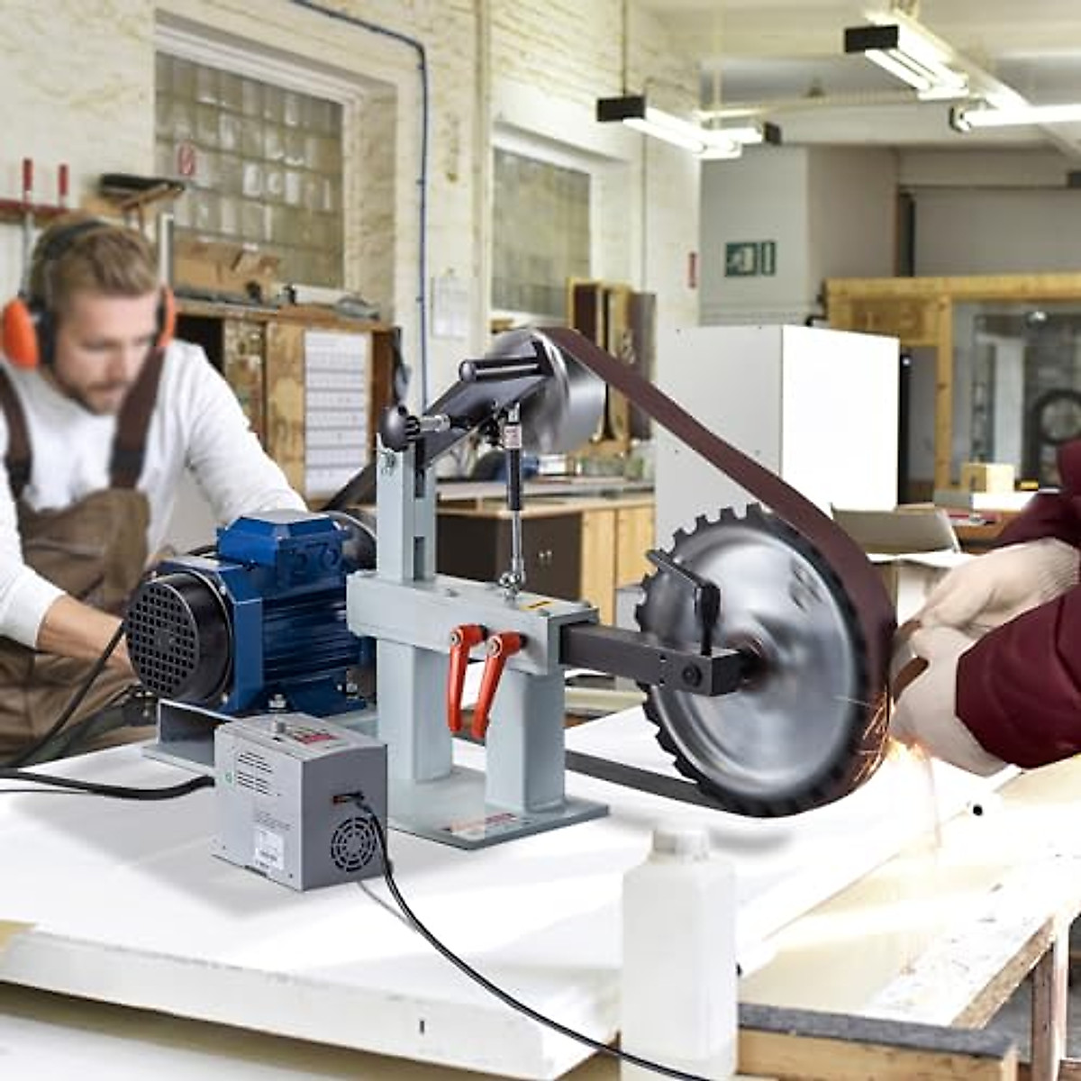 VEVOR 1500W 2HP Belt Sander Grinder, 2" x 82" Variable Speed Belt Grinder for Metalworking, 3-in-1 Belt Sander Polisher with 3 Grinding Moulds & Flat Platen Tool Rest for Knife Making