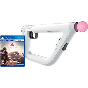 PS4 Shooter Bundle (5 Items): VR Headset CUH-ZRV1, Farpoint Aim Controller Bundle, PSVR Doom Game, Playstation Camera, and 2 Move Motion Controllers